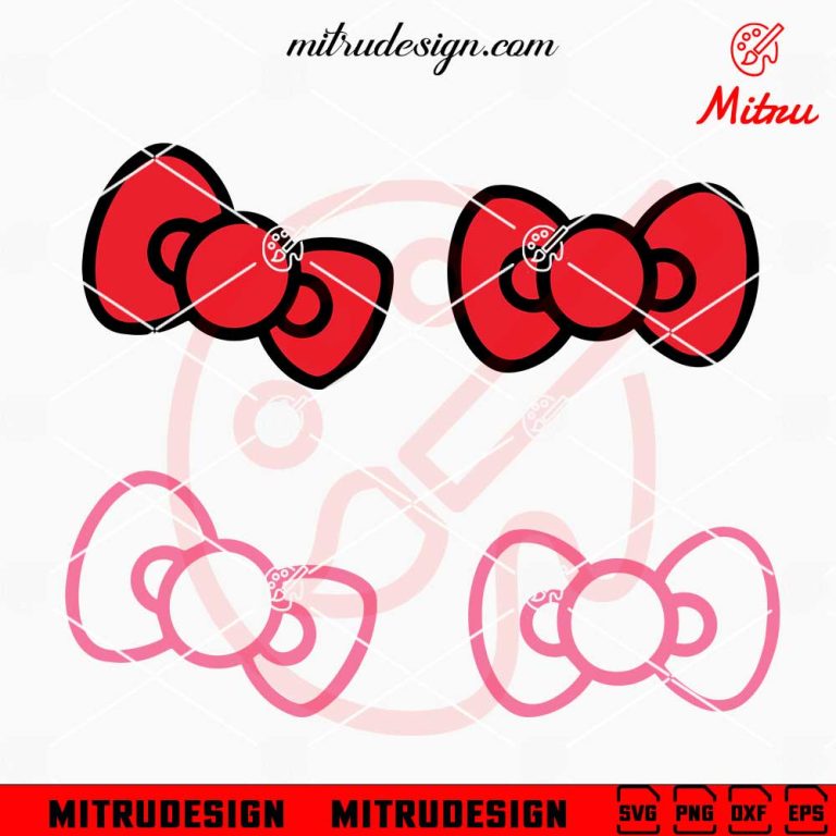 Hello Kitty Bow SVG, Kawaii Kitty White Bow SVG, PNG, DXF, EPS, Cutting ...