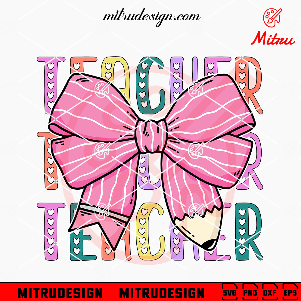 Teacher Bow SVG, Pre K SVG, Retro Teacher School SVG, PNG, DXF, EPS ...